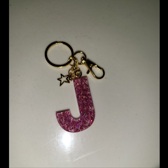 Handmade | Accessories | Holographic Dark Pink Glitter Letter J ...